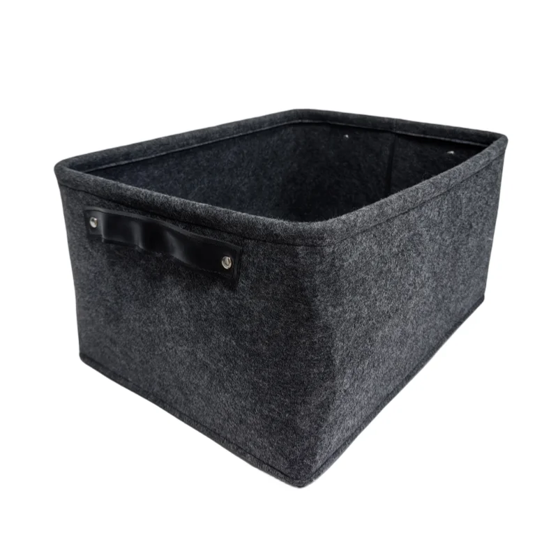 Small Shallow Storage Baskets Felt Storage Basket Bin Long Narrow ...