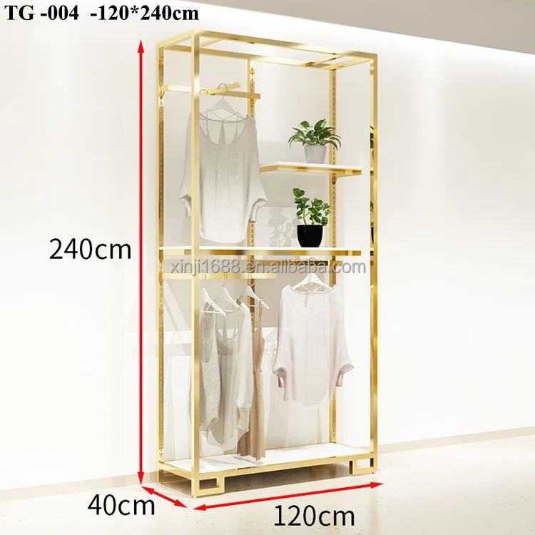 High-end Metal Gold Retail Store Display Rack for Dresses - OEM Available