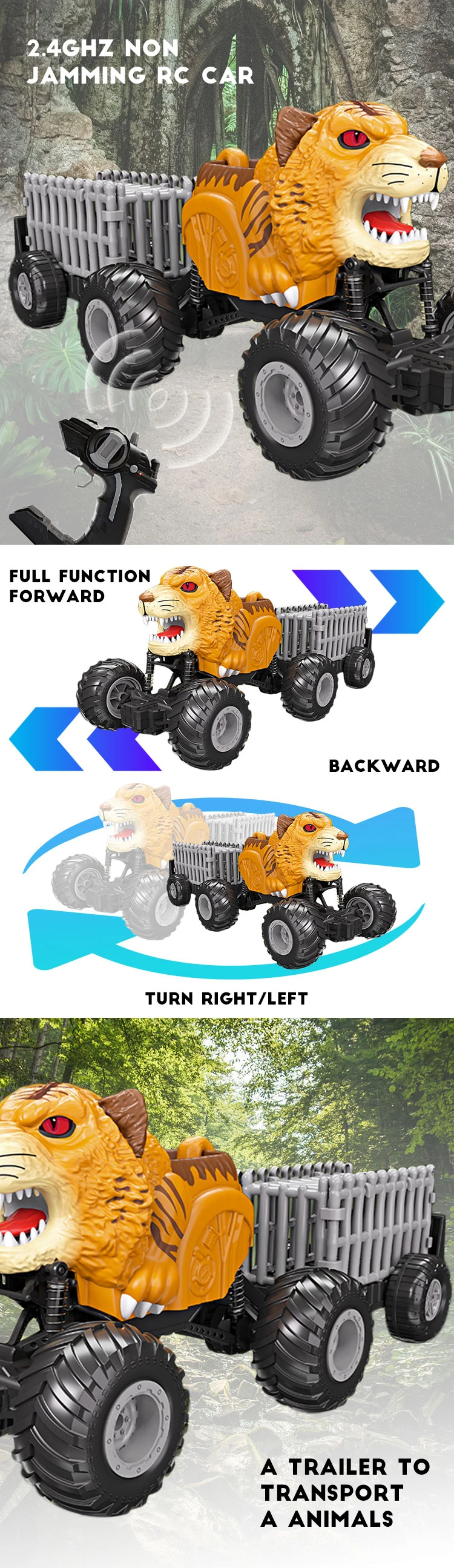 Simulation Lion Tiger Rc Stunt Truck Toys 2.4g Animal Remote Control ...