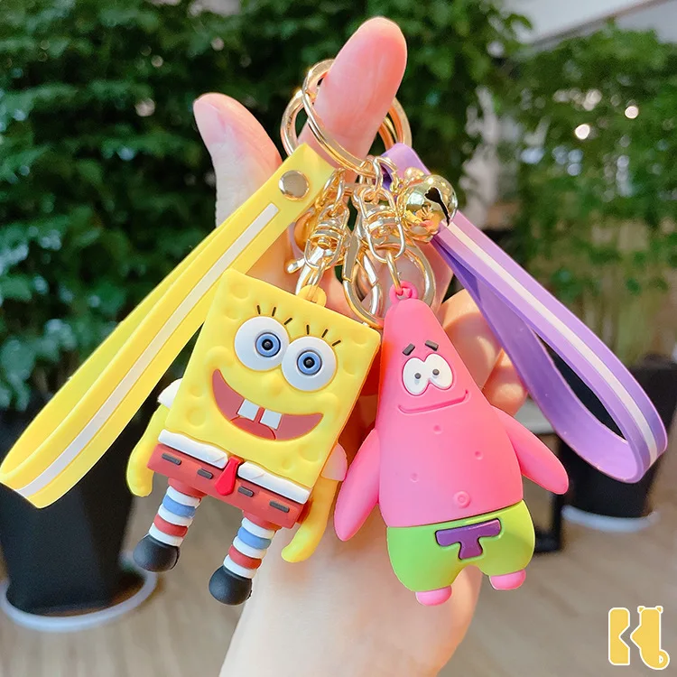 Cartoon Creative Pvc Spongebob Stereo Doll Key Chain Bag Pendant Cute ...