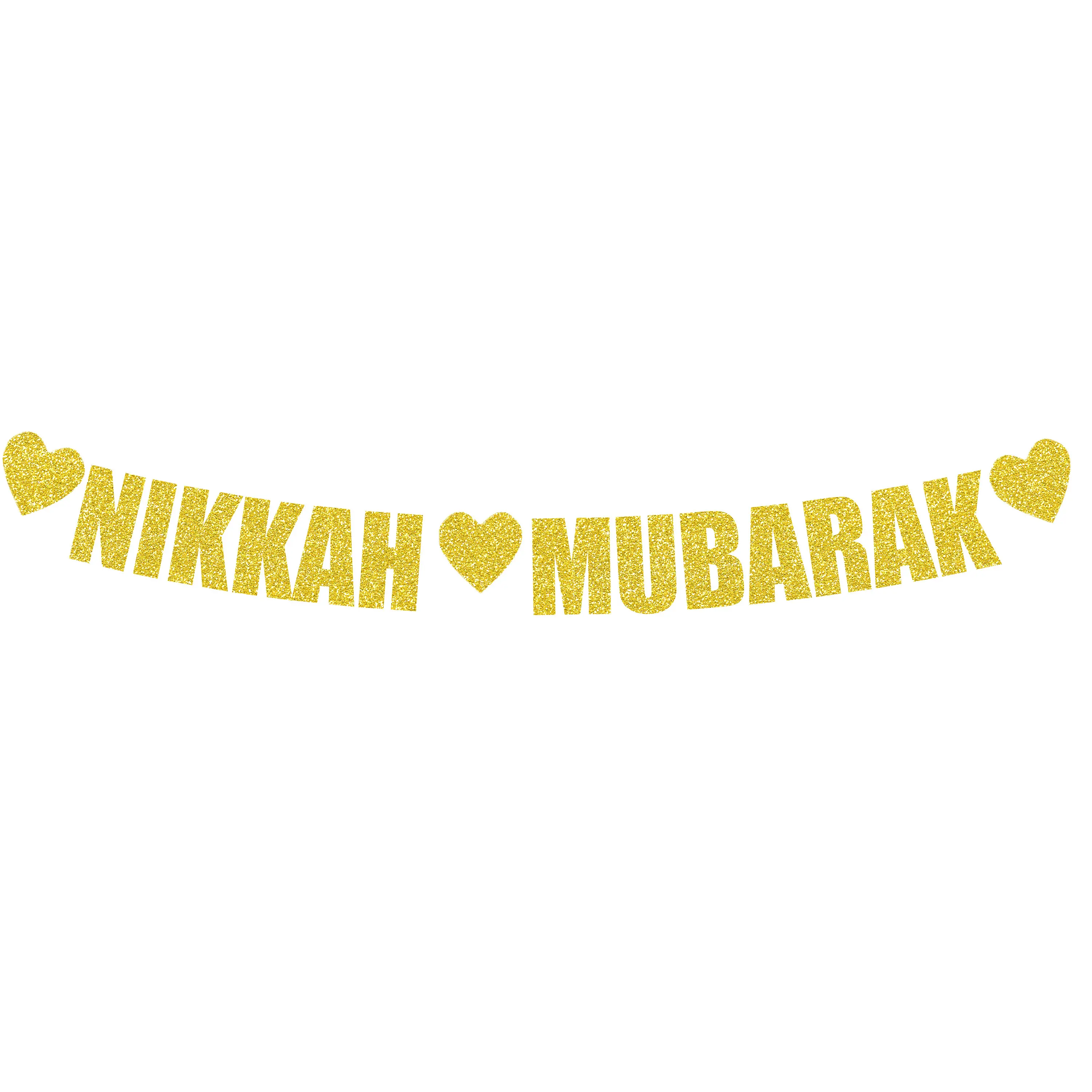 Hanging Letter Garland Gold Glitter Nikkah Mubarak Bunting