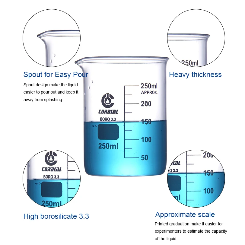 CORDIAL Low Form Beaker Wholesale 500ml Borosilicate Glass