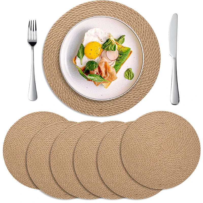 11.8inch 13.8inch Round Woven Jute Placemats Natural Water Hyacinth ...