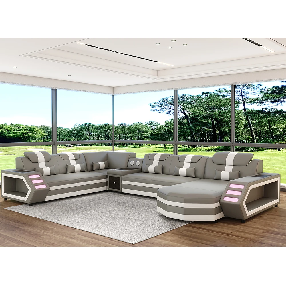 Living room modern inflatable sofa set furniture leather couches ...