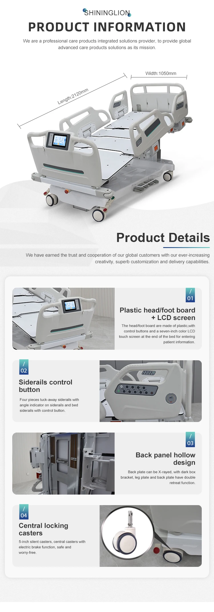 Electric Five-function Hospital Bed Home Electric Medical Bed ICU with Weighing System Hospital ...