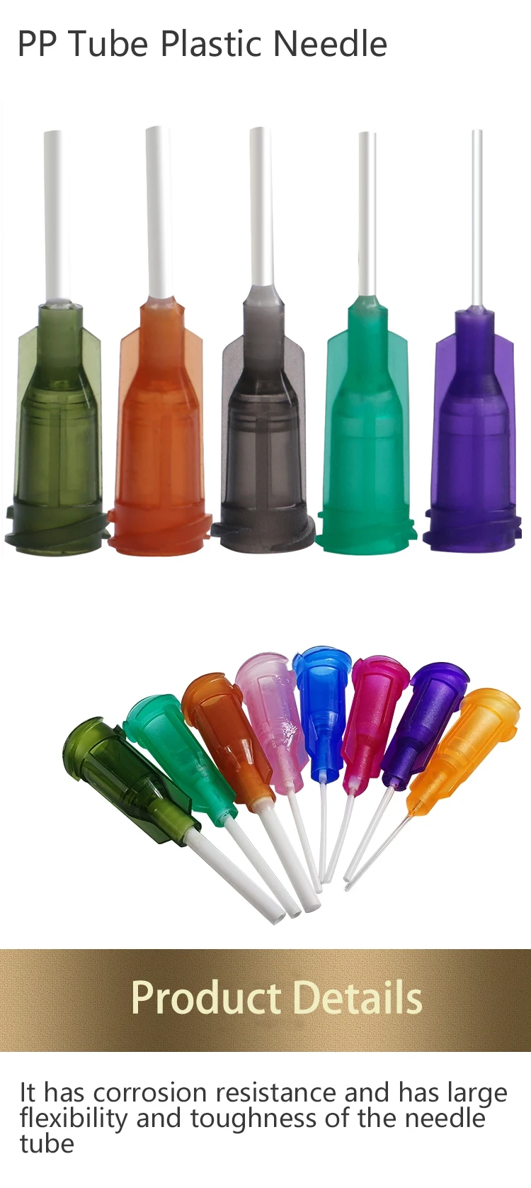 1/2 Inch Screw Mouth Plastic PP Needle 14g-25g Tips