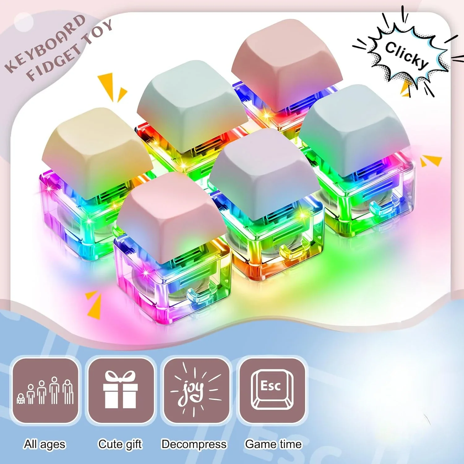 Trendy LED Light Keycap Fidget Keychain - Stress Relief Keyring for ...