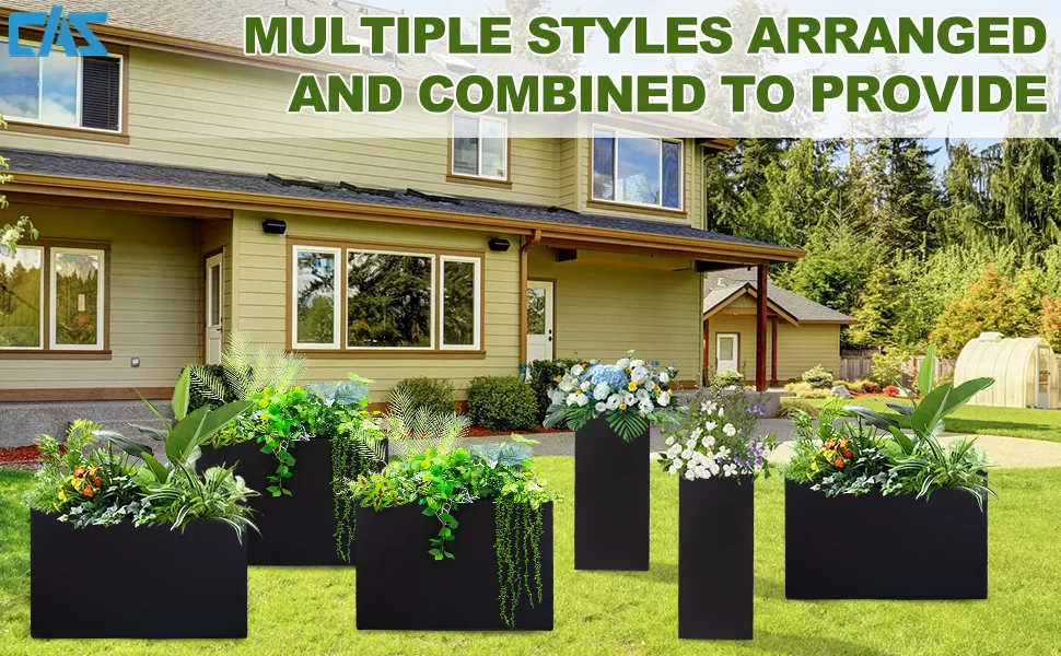 Garden Large Rectangular Aluminium Planter Box Square Aluminum Round ...