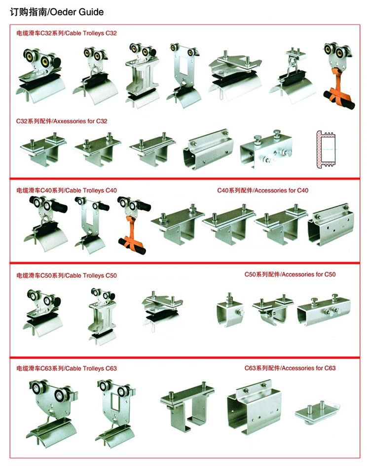 C30 Rail Cable Slide Trolley Busbar System for Overhead Crane Trolley ...