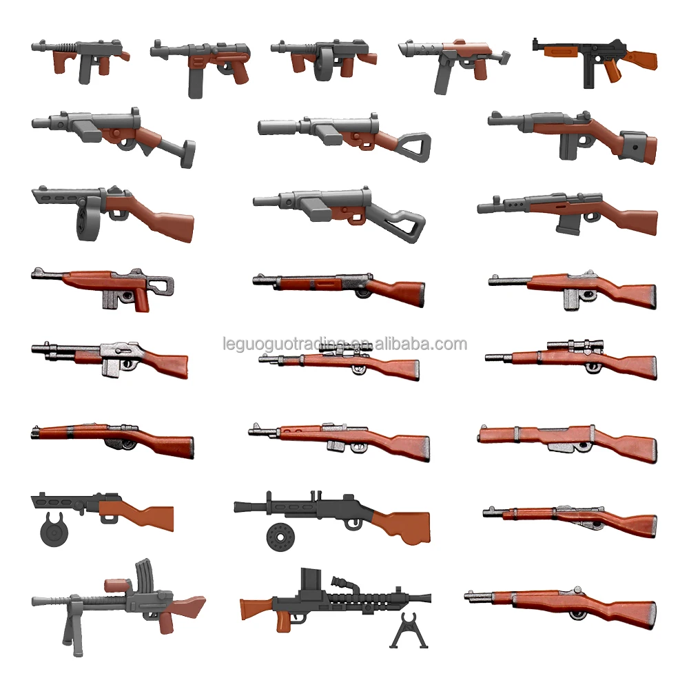 WW2 Weapon Accessories Military Weapon Set 98k AK M1A1 Toy Guns ...