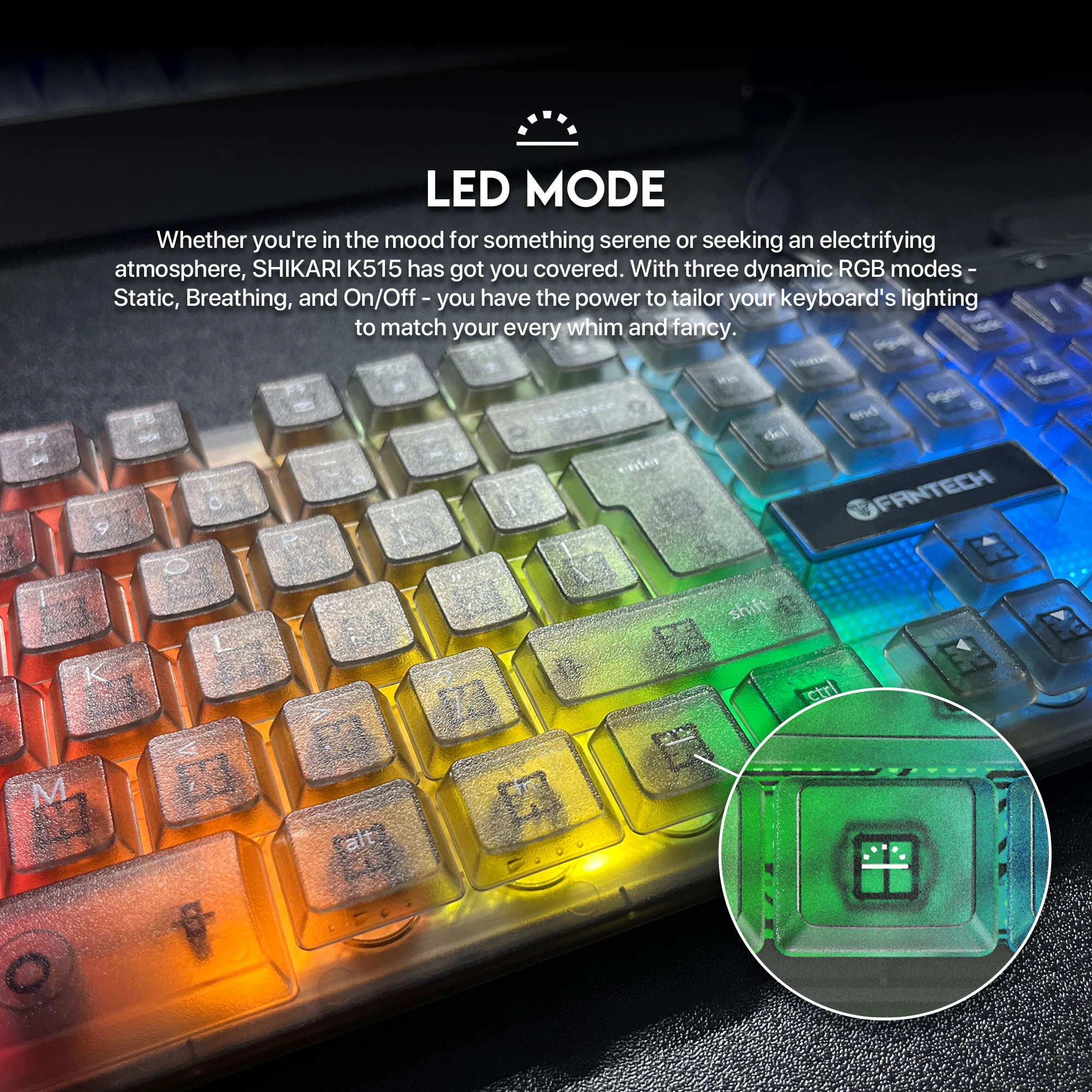 Fantech Gaming Keyboard K515 - RGB Backlit, Programmable