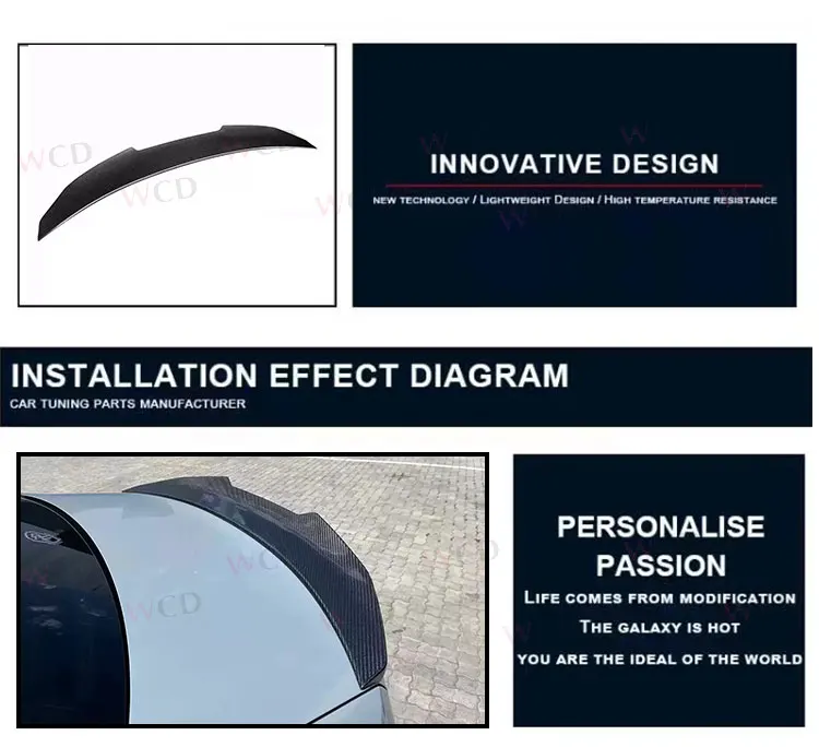 PSM Style Carbon Fiber Rear Spoilers for BMW G80 M3 & G82 M4