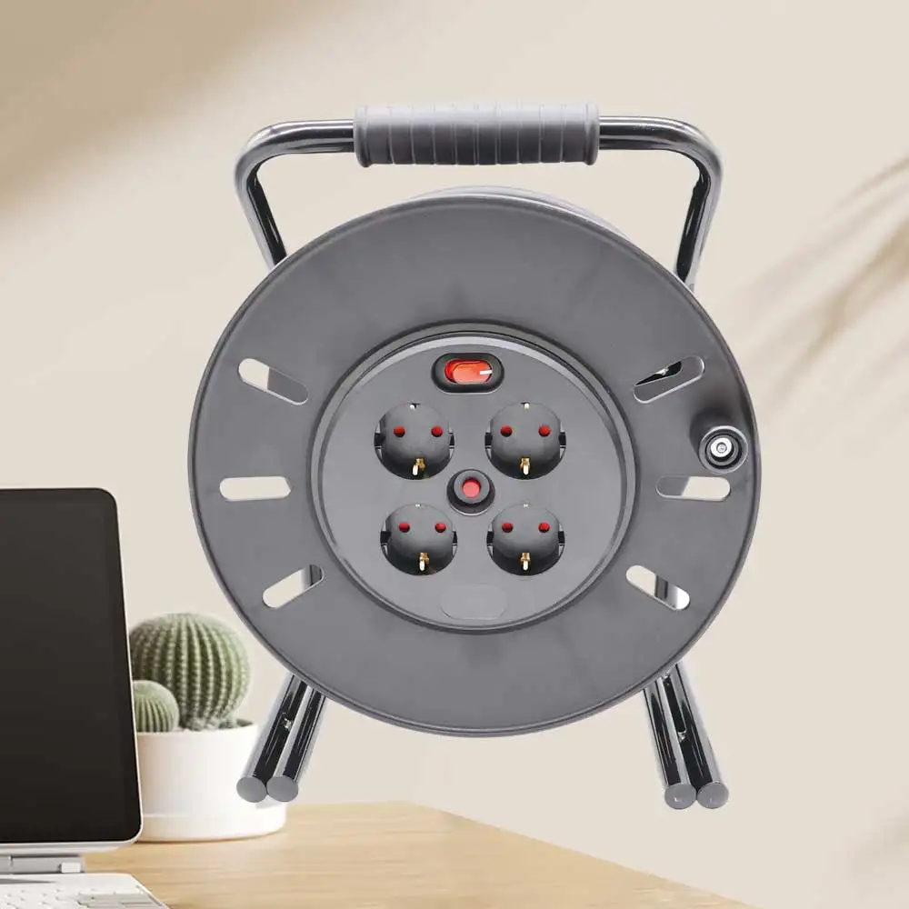 Oswell Heavy Duty Reel Socket 25/50m Cable Reel Extension Socket 4 Ways ...