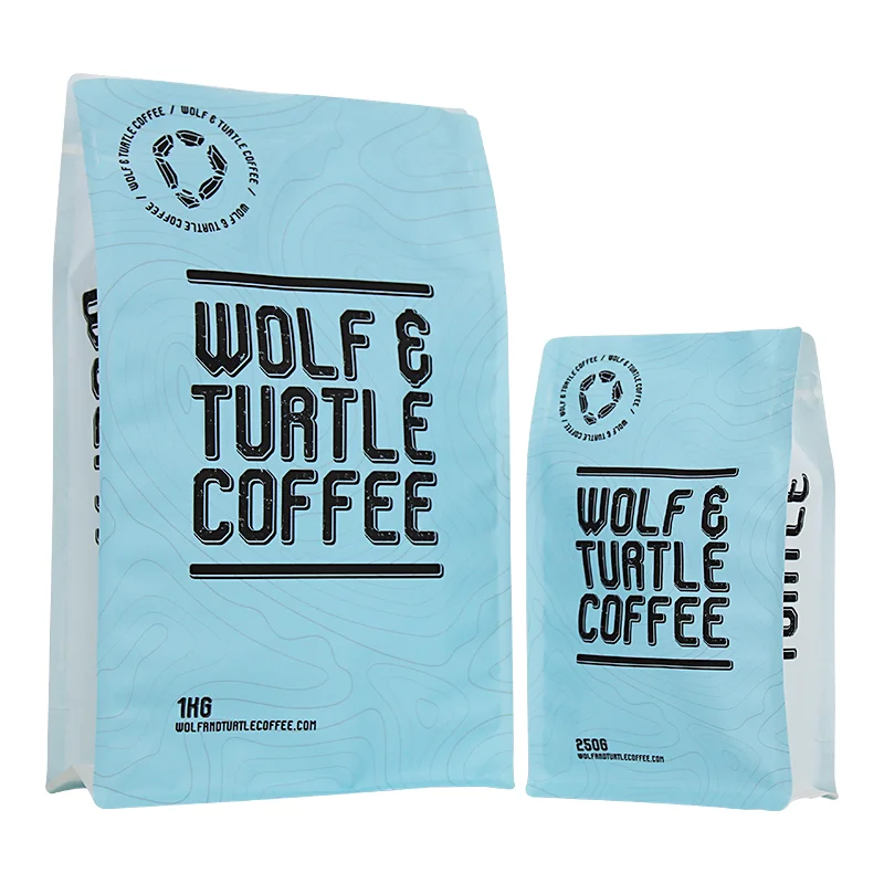 Custom Printed Kraft Compostable Empty Flat Bottom Coffee Bags With ...