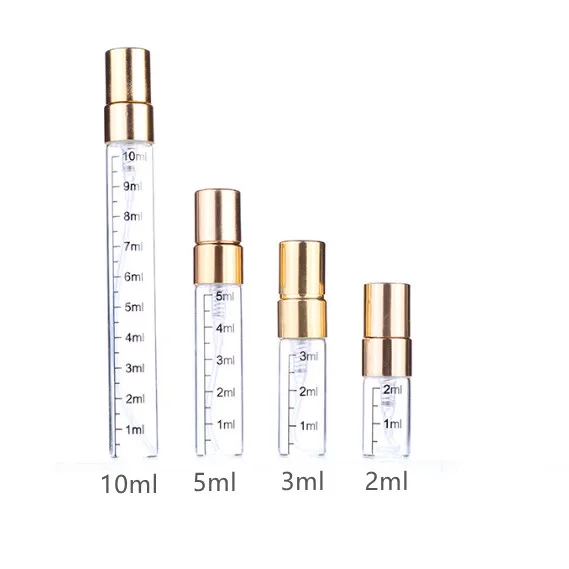 2ml 3ml 5ml 10ml Fragrance Sample Glass Tester Bottles with Gold Silver ...