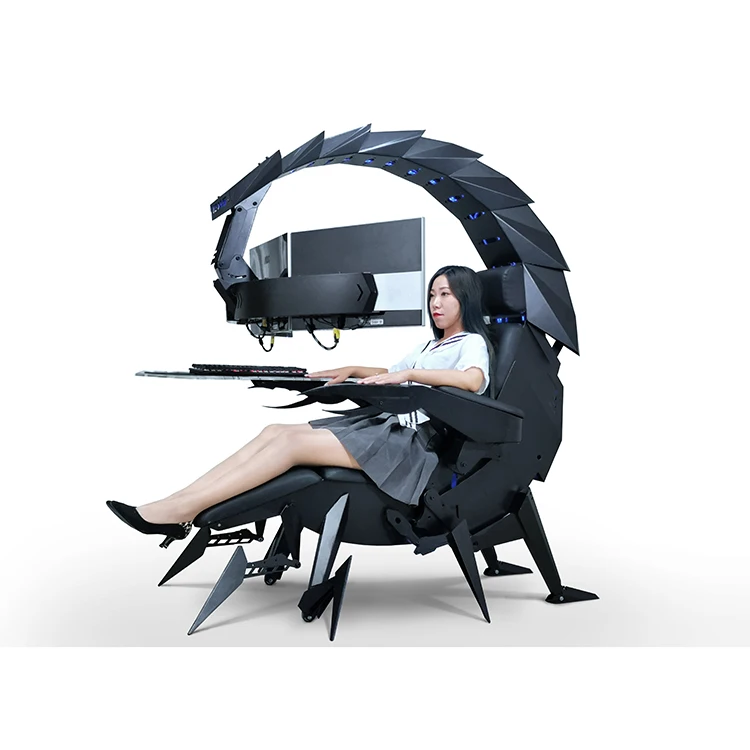 Ergonomic Fully Recliner Office Chair Cockpit For 3 Or 5 Monitors Zero ...