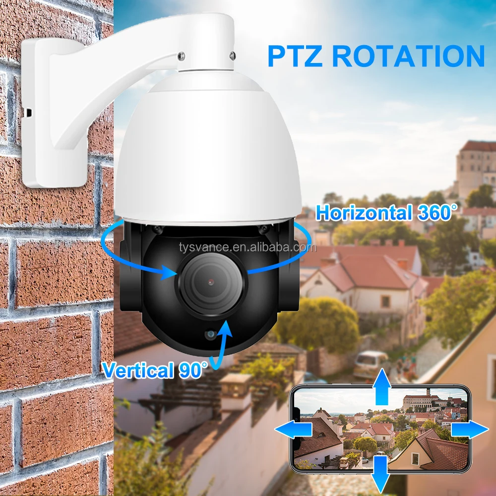 Outdoor HD 4K 5MP IP POE PTZ Dome Camera with 8MP 30x Zoom