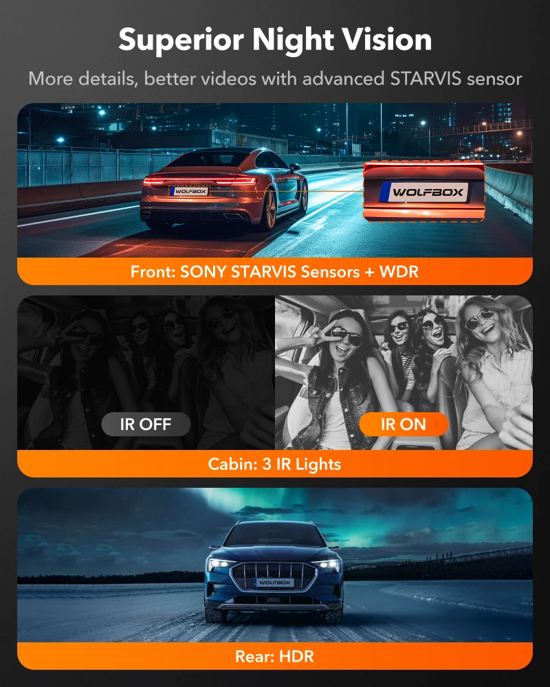 Wolfbox G890 Front And Rear 4k 3 Channel Full Hd Car Black Box Dash Cam ...