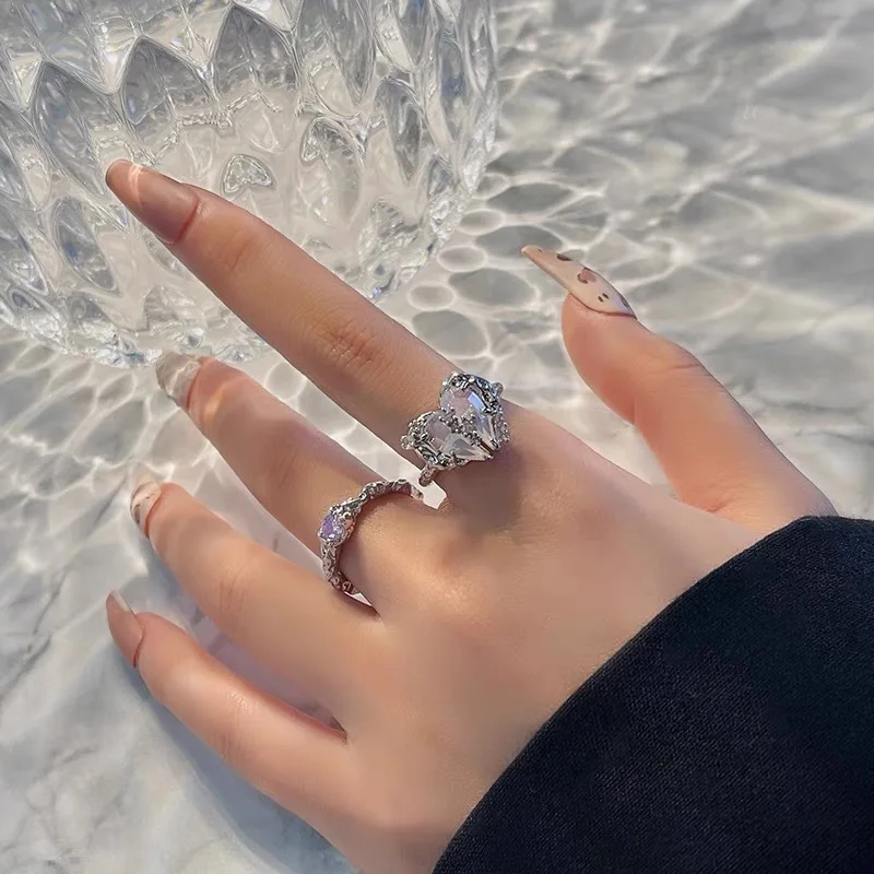 Fashion Jewelry Love Crystal Ring Personalized Design Openable Ring ...