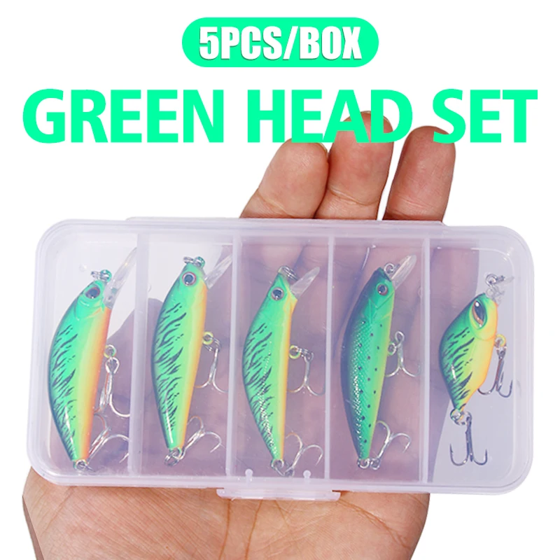 5pcs Box Minnow Baits Kit Wobbler Crankbaits With Box Fishing Lure Set ...