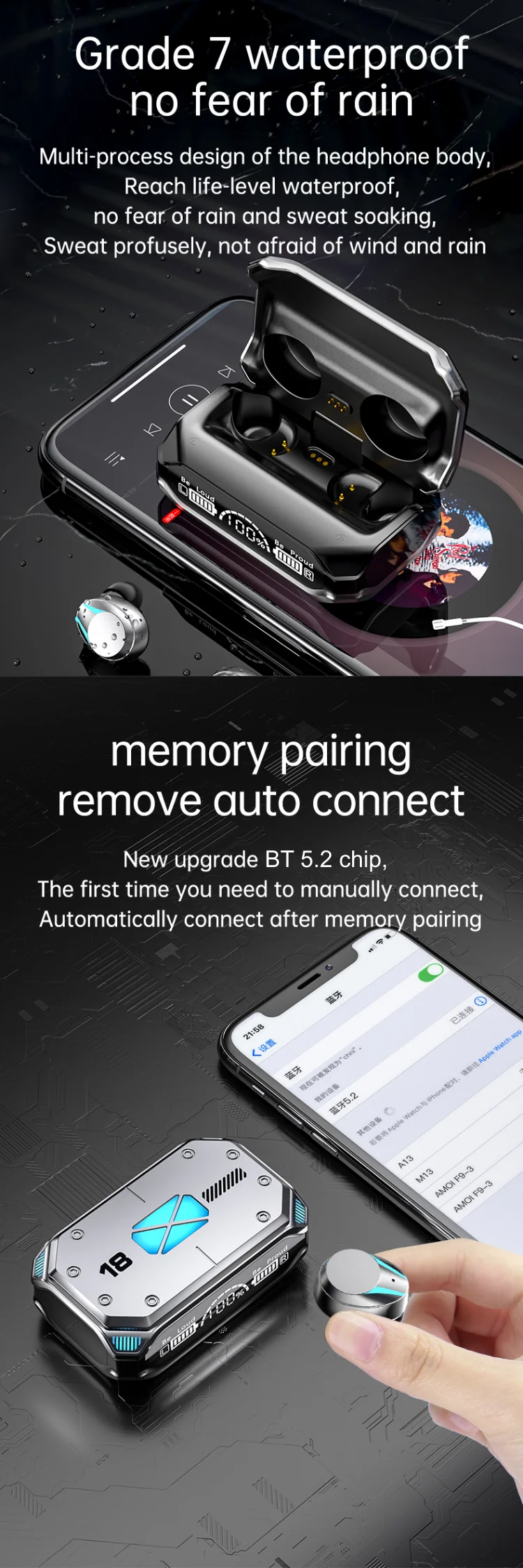 M41 TWS Gaming Earbuds - 9D Stereo, Active Noise-cancellation