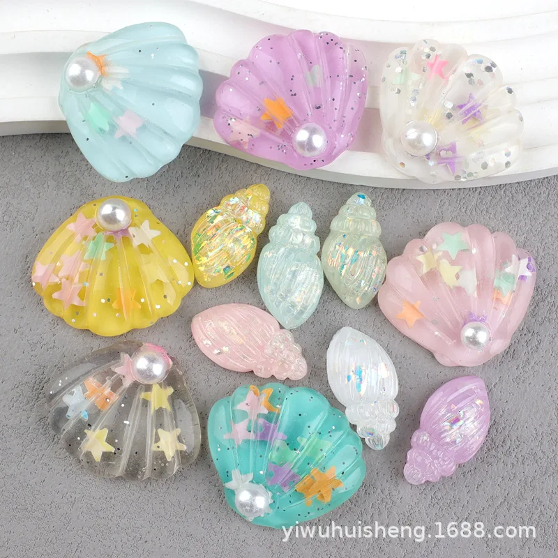 New Fashion Simulation Resin Colorful Shell Charms For Diy Hair Clip ...
