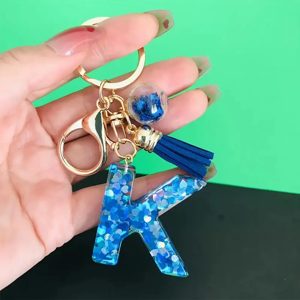 Wholesale Personalised Plastic Keychain English Alphabet Tassel Trendy ...