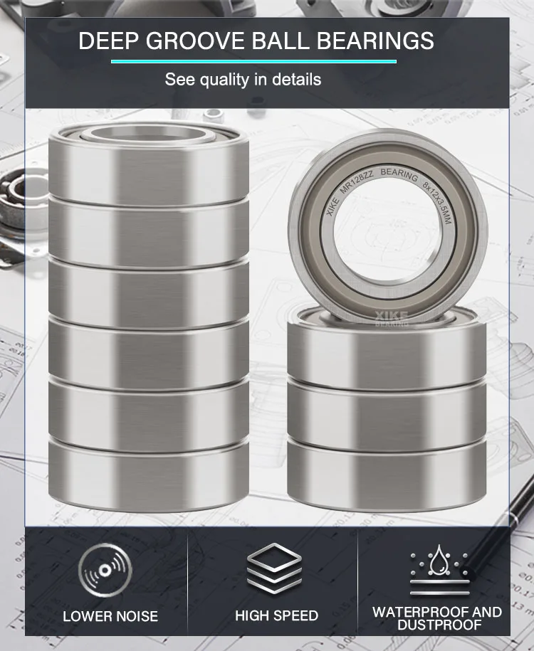 MR128ZZ Double Metal Seal Steel Deep Groove Ball Bearings