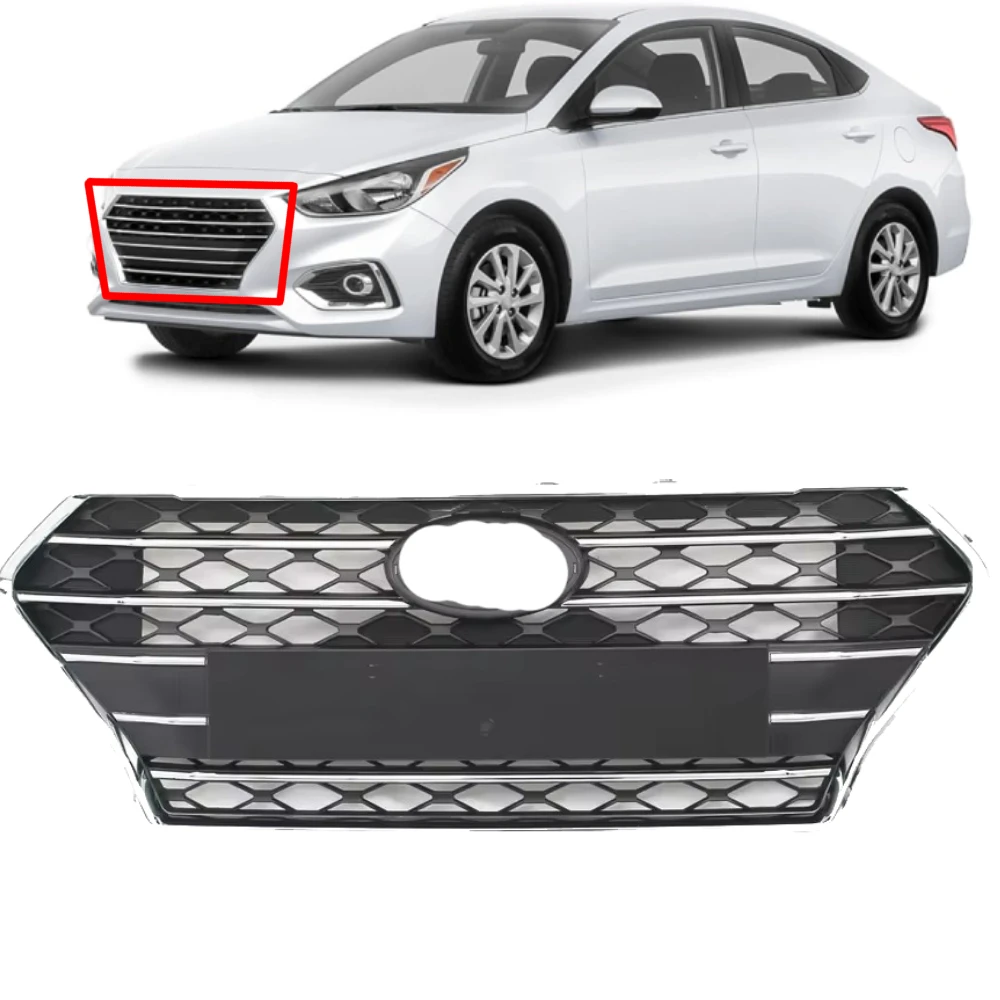 car body kit chrome STRIP center front grille for hyundai accent 2018 ...