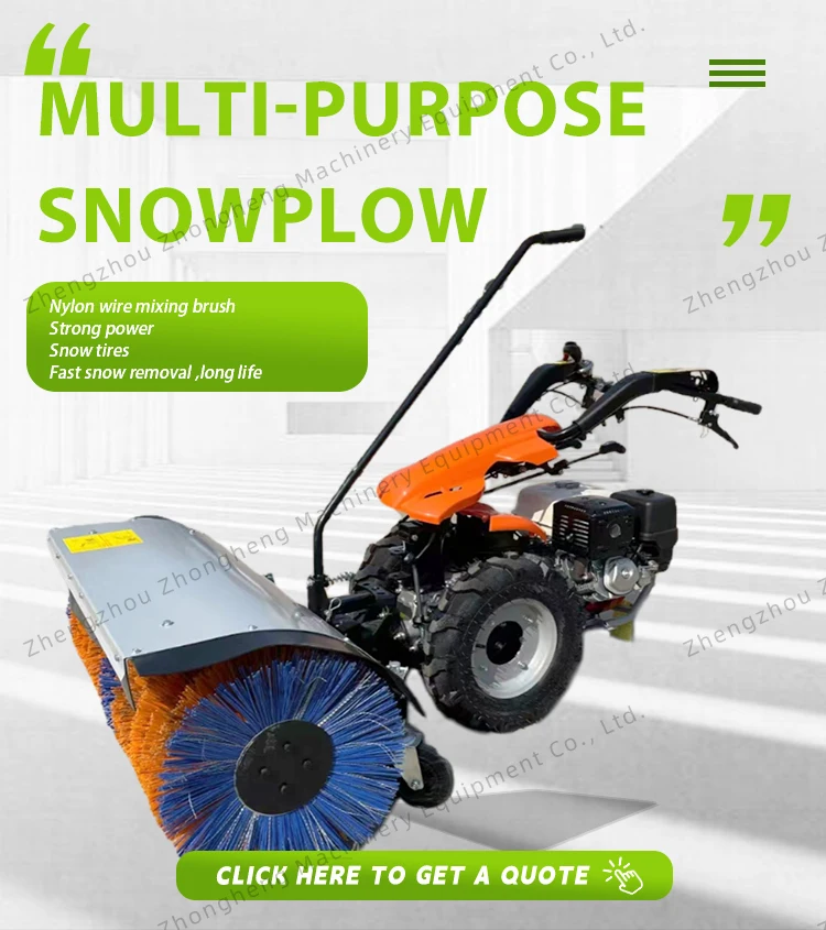 High Power 25.2hp Snowplow Gas Powered Roller Brush Snow Sweeper for ...