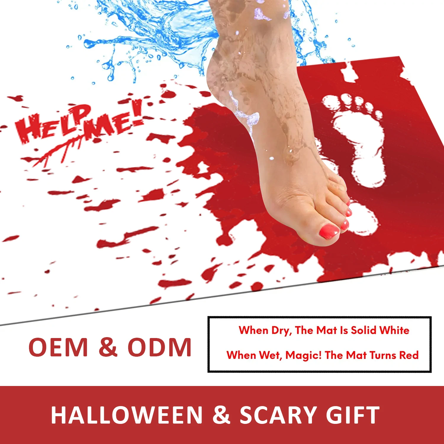 Halloween Prank Color Changing Blood Bath Mat Bloody Shower Mat Blood ...