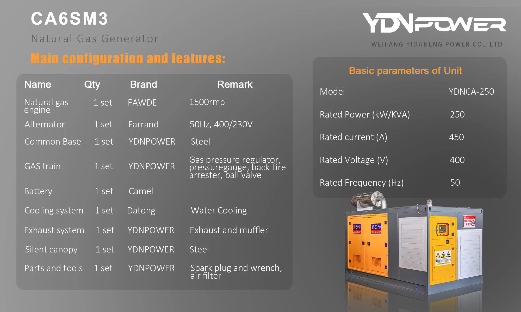 200kw to 350kw Natural Gas Generators by YDN - Reliable Power