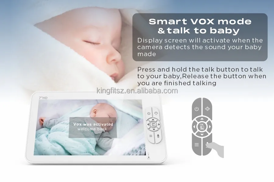 7 Inch LCD Display Screen Wireless Video IR Night Vision Baby Monitor