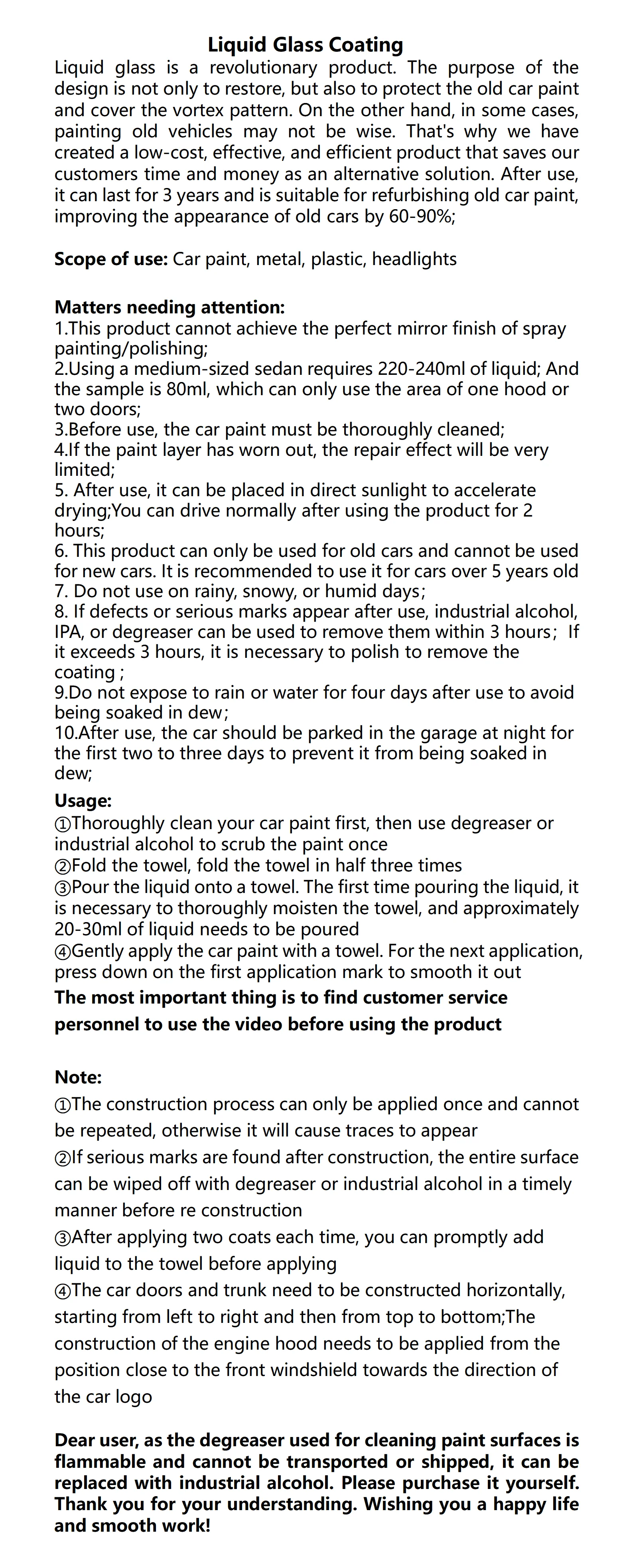 Careef Self-Leveling Liquid Glass Coating for Car Paint Repair