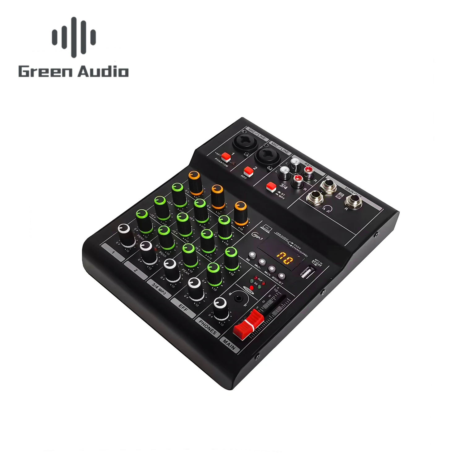 GAX-A4 Professional 4 Channel Audio Mixer with USB for Live Sound and ...