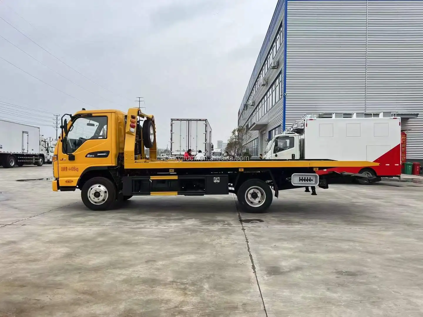 5t Flatbed Down-lift Trailer Rescue Crane Truck Municipal Roadside ...