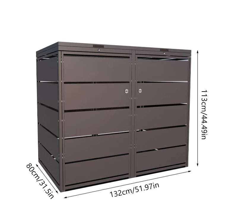 Stainless Steel Wheelie Bin Shed for Outdoor, Galvanized Steel Panel ...