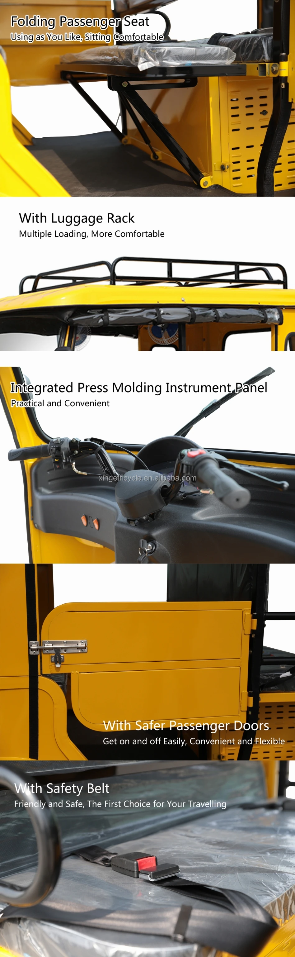 Three Wheels Passenger Gasoline Tricycle Motorcycle Rickshaw Enclosed ...