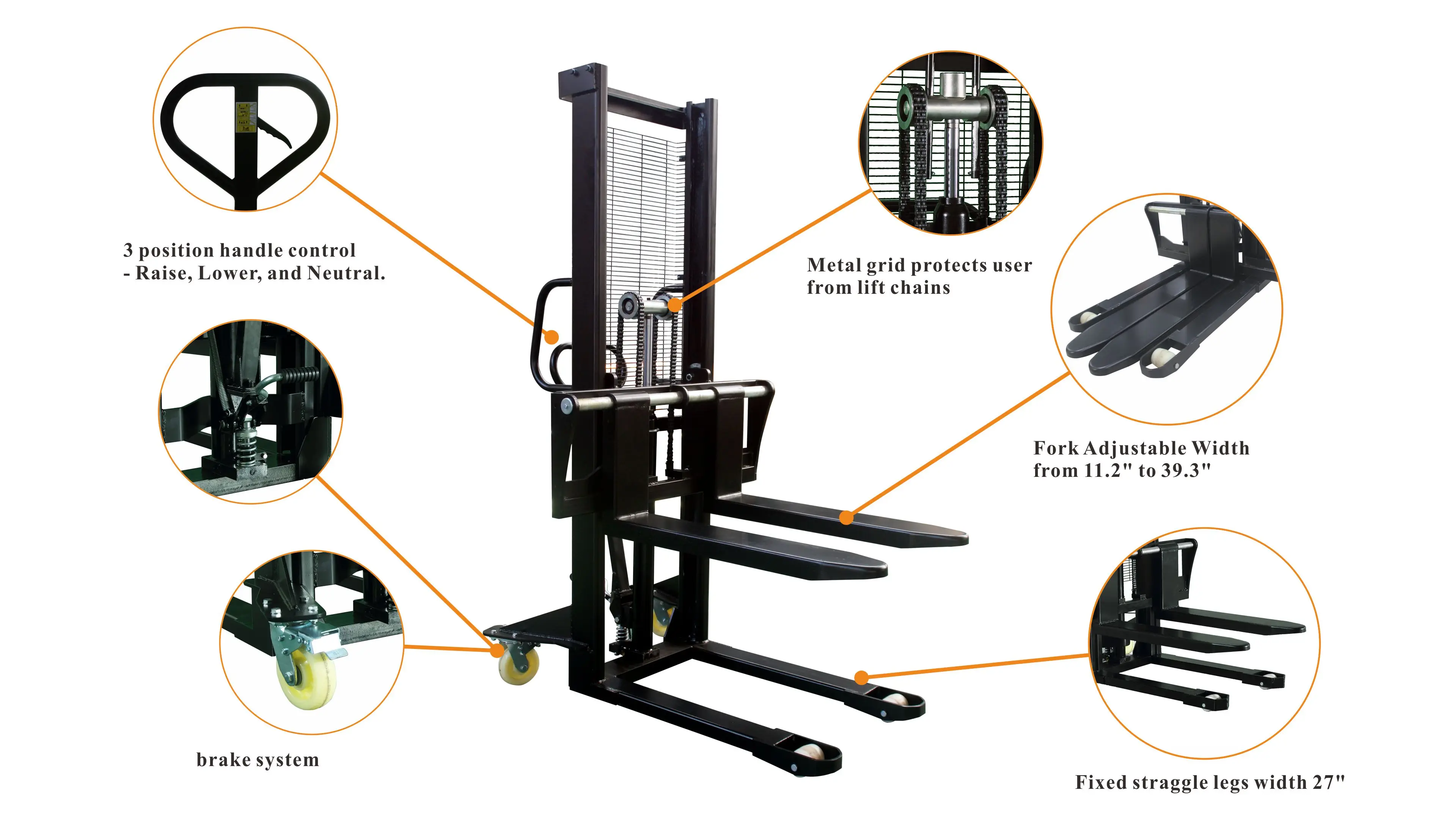 Lifting Forklift Hand Mini Electric Lifter Stacker 1 Ton 1.6meter Multi ...