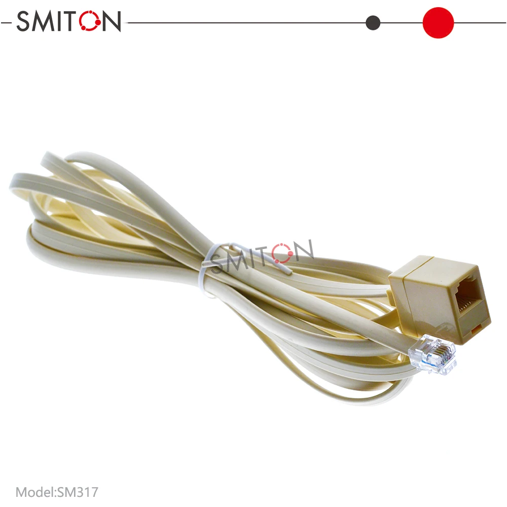 6p6c Rj12 Male To Female Adapter Flat Telephone Inline Extension Cable ...