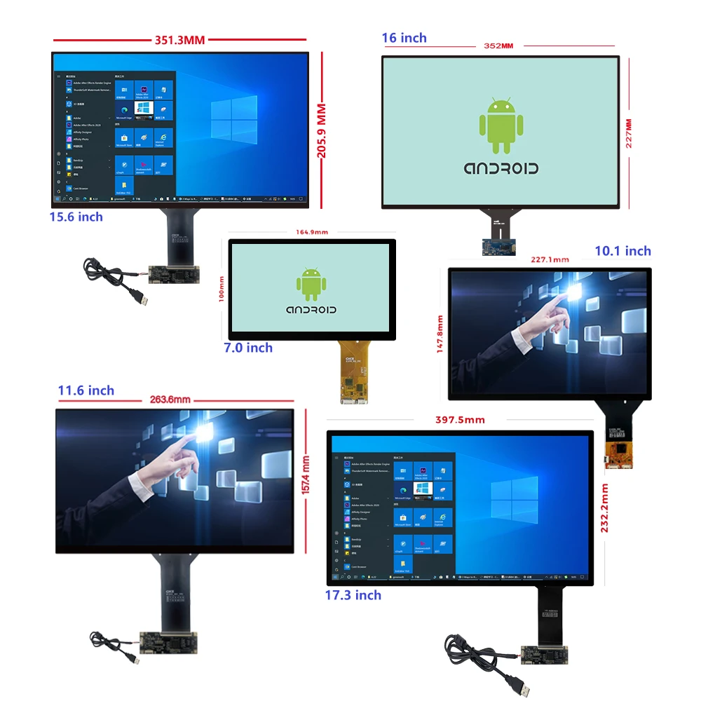 Oke 17/19 Inch Flat Bezel Open Frame Pcap Touch Monitors Hd Touch ...