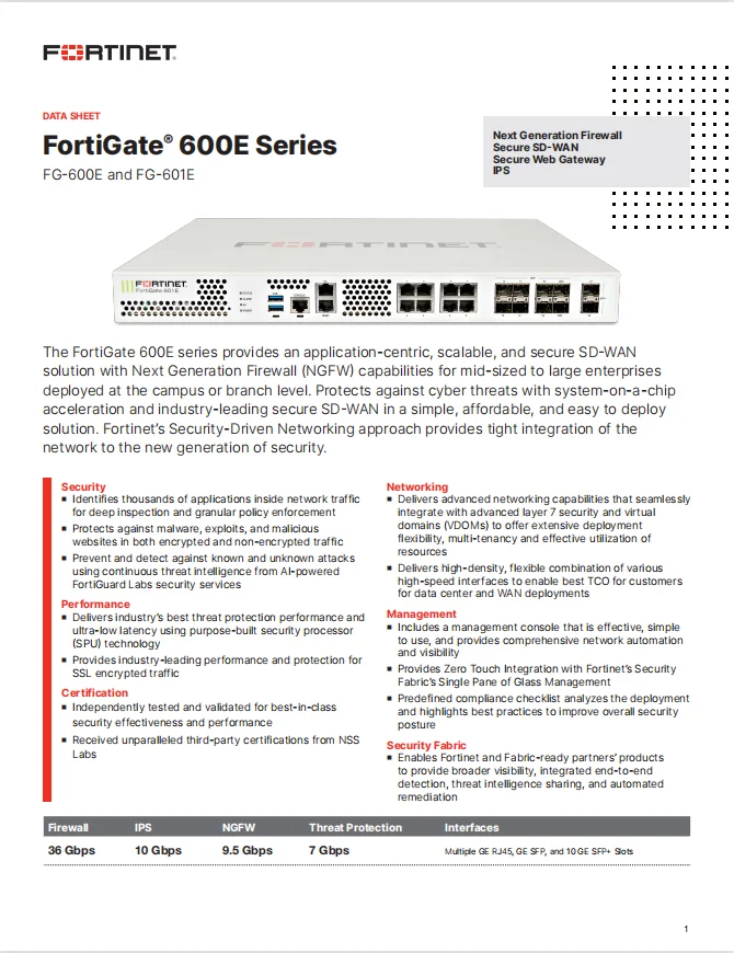 Fortinet FG-600E Fortigate-600E Firewall Fortigate 600E FG-600E ...
