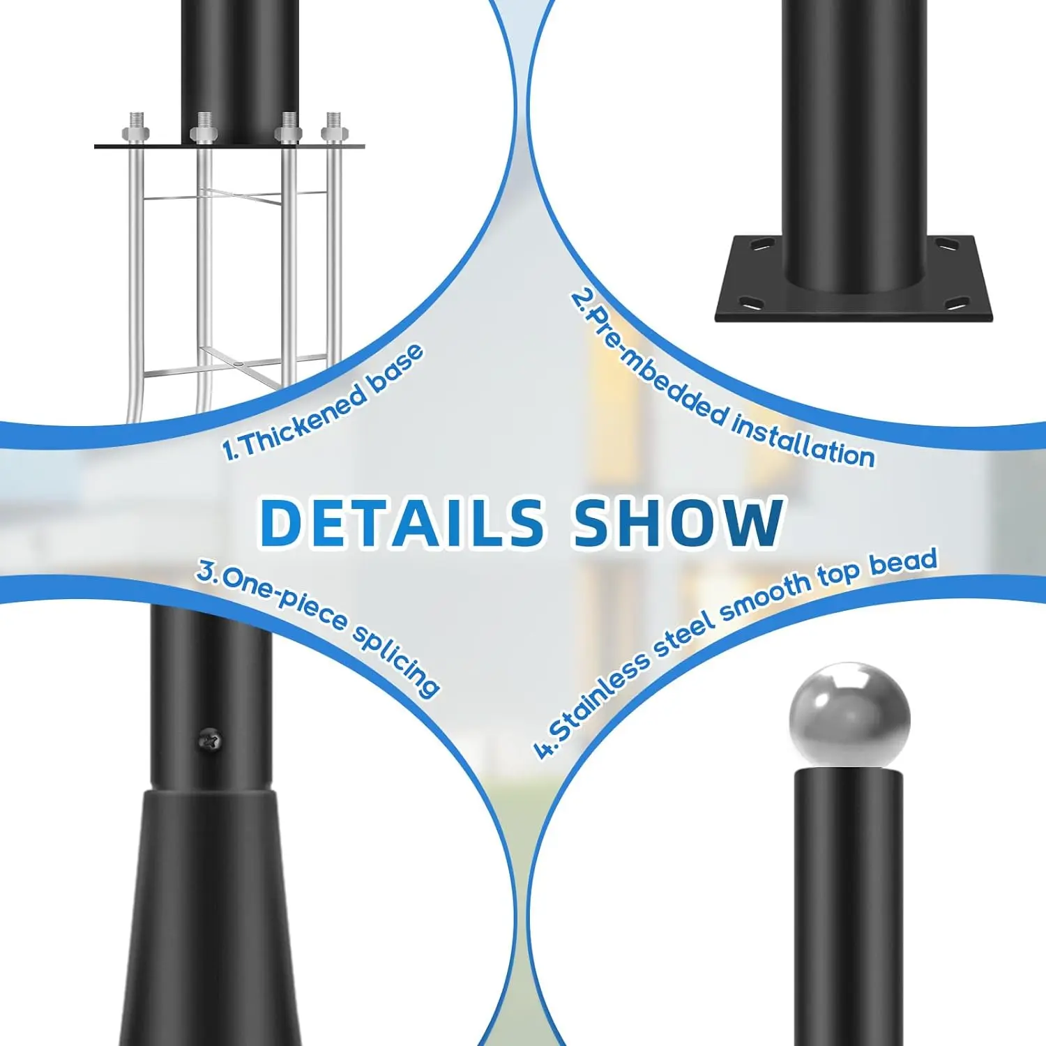 3m 4m 5m 6m Steel Cold Galvanized Pipe Split Poles for Outdoor Solar ...