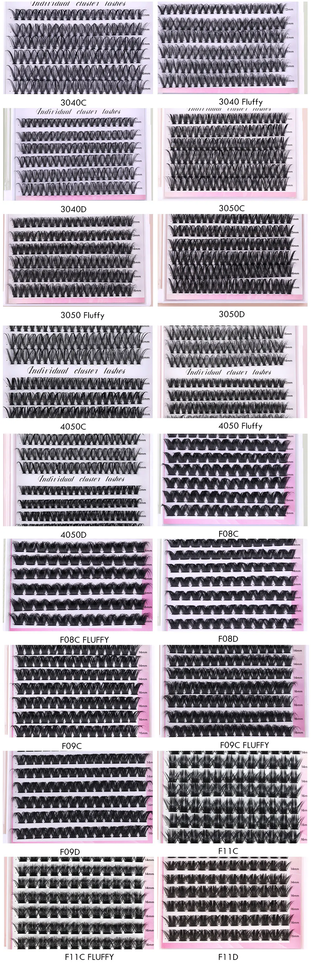 Customized Lash Segments Cluster Pre-cut Fans C D Curl 30d 50d Wholesale Customized Diy Cluster ...