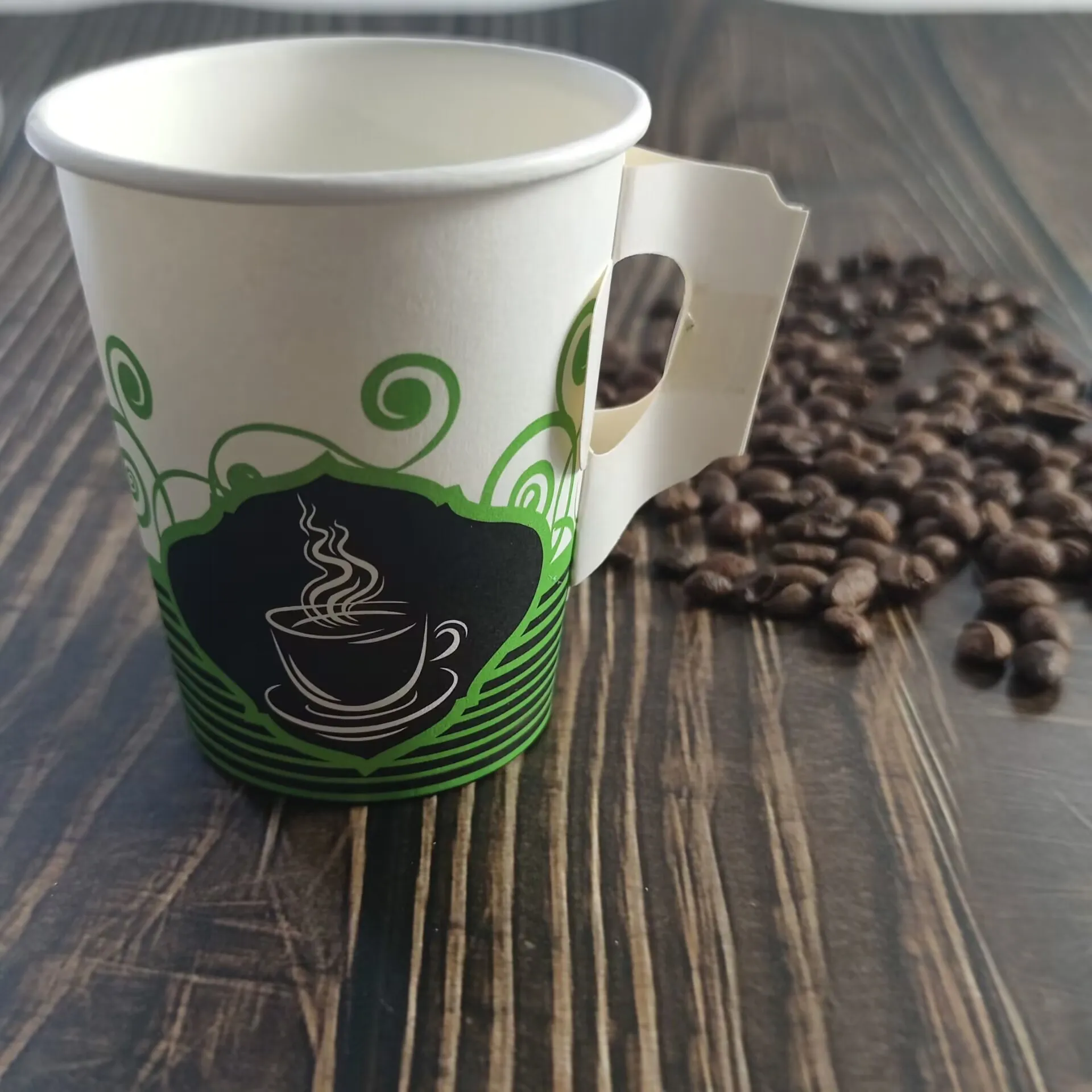 8 Oz 10 Oz 12 Oz Disposable Coffee Paper Cup With Handle For Hot Drinks ...