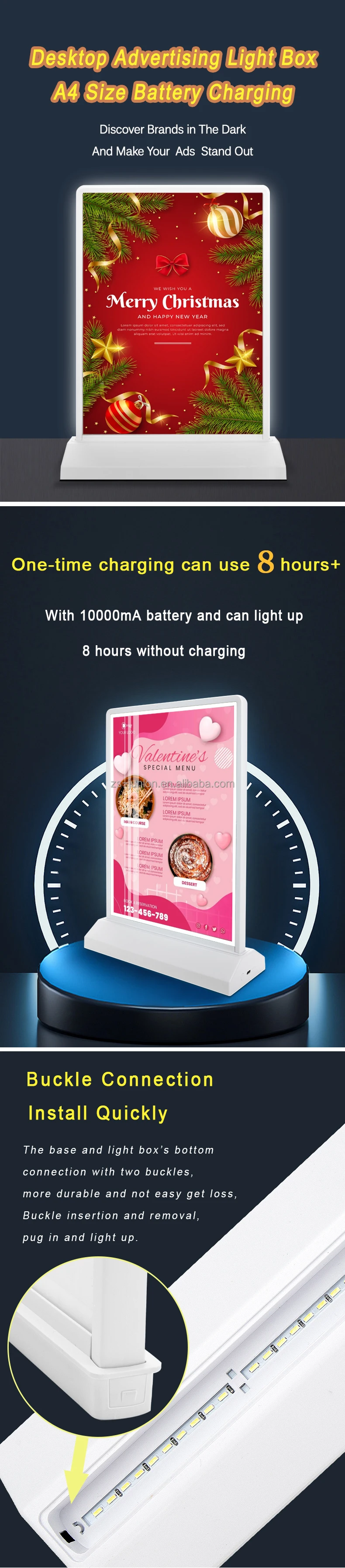 Wholesale Advertising Shop Display Business Sign Rechargeable Led Menu ...