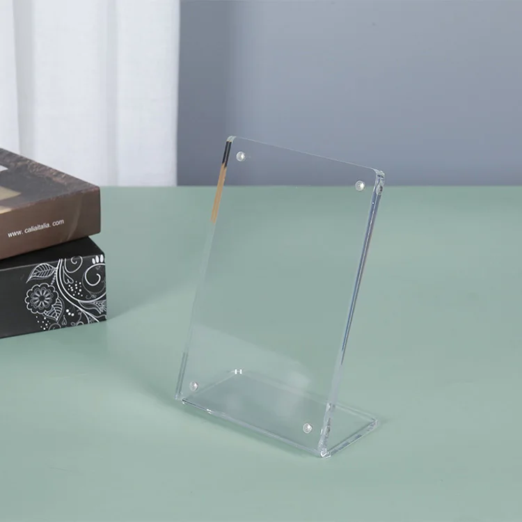 Acrylic Transparent Deck L-shaped Display Stand Advertising Price Board ...