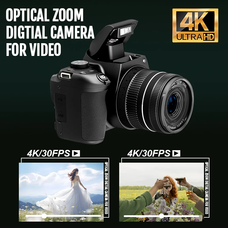 HD Professional Camera - 64MP, 10x Optical Zoom, 4K Video