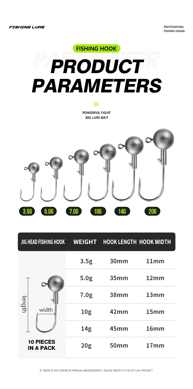 10pcs/bag 1/8~7/10oz Fishing Jigheads Set Round Ball Lead Jig Heads ...