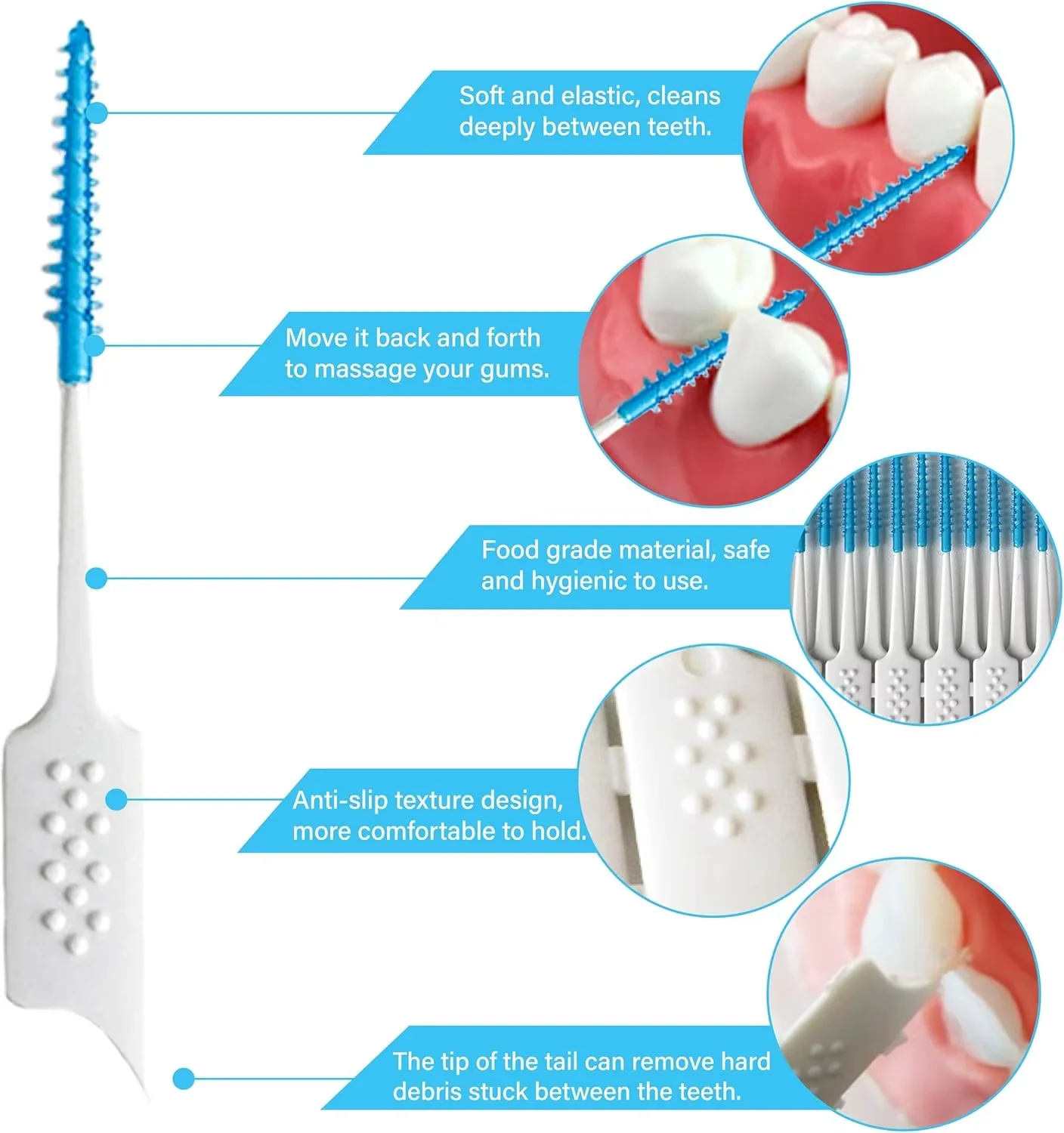 Soft Bristle Interdental Brushes Floss Picks for Adults Toothpicks for ...